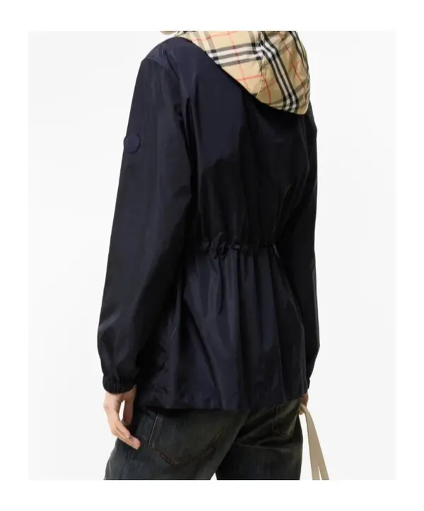 Burberry Short Nylon Parka With Knight Stamp - Navy