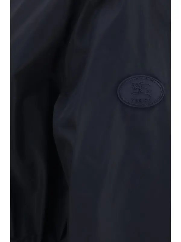 Burberry Short Nylon Parka With Knight Stamp - Navy