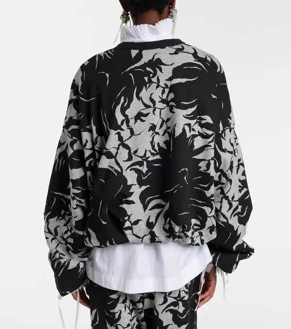 Dries Van Noten Draped Floral Cotton Jersey Sweatshirt