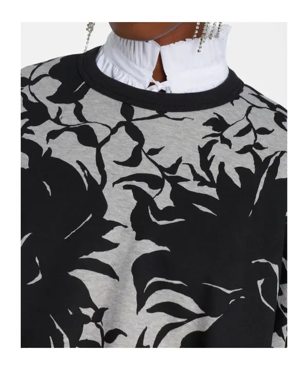 Dries Van Noten Draped Floral Cotton Jersey Sweatshirt