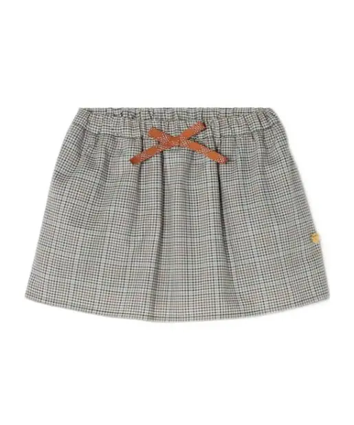 Versace Check-pattern Mini Skirt With Bow Detail - Gray