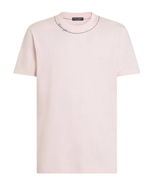 Dolce & Gabbana Cotton T-shirt With Dg Embroidery - Pink