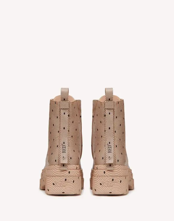 Red Valentino Lye Point D'esprit-print Combat Boots