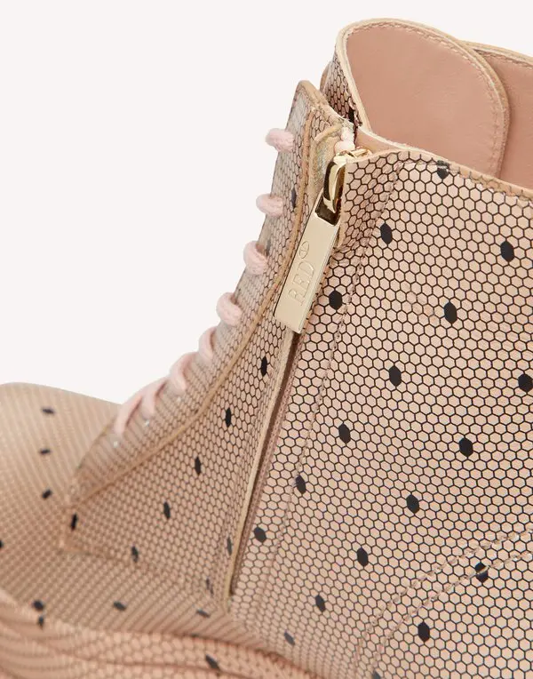 Red Valentino Lye Point D'esprit-print Combat Boots