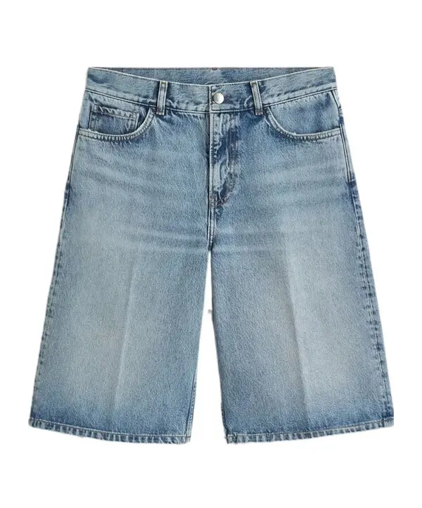 TOTEME Logo Patch Denim Shorts - Blue