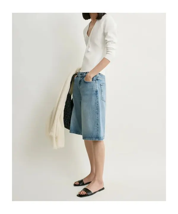 TOTEME Logo Patch Denim Shorts - No
