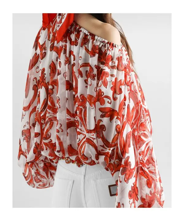 Dolce & Gabbana Majolica-print Poplin Top