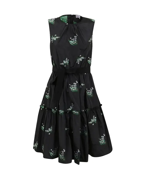 Red Valentino May Lily Motif Light Taffeta Dress