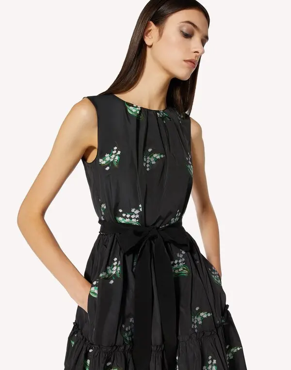 Red Valentino May Lily Motif Light Taffeta Dress
