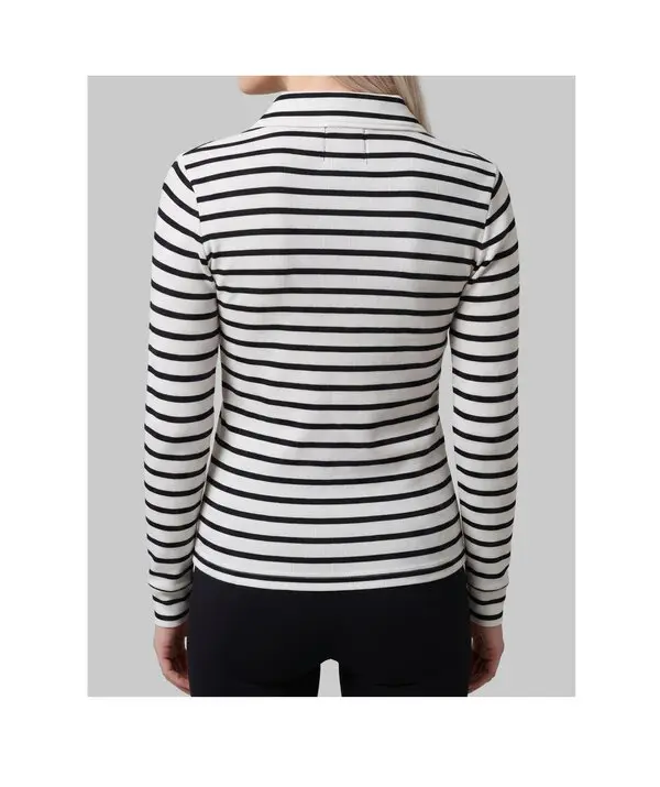 Celine Striped Silk Jersey Polo Shirt With Triumph Embroidery - White/black