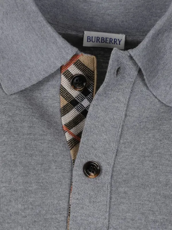 Burberry Check Trim Collar Cardigan