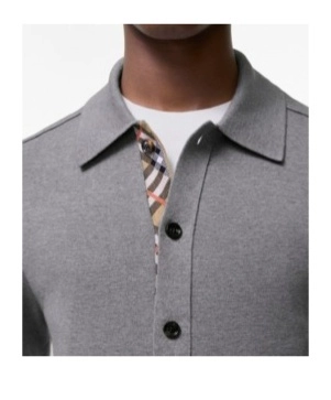 Burberry Check Trim Collar Cardigan