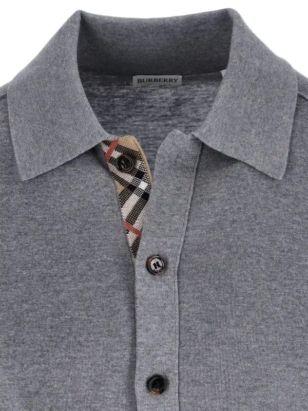 Burberry Check Trim Collar Cardigan