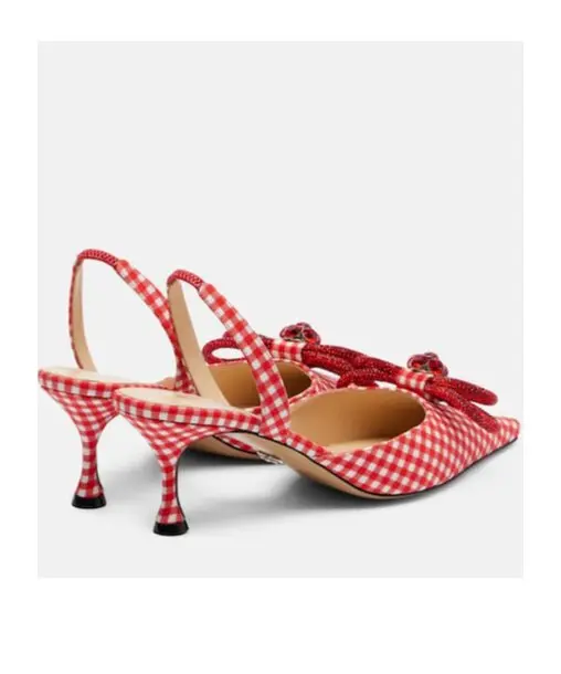MACHMACH Double Bow Gingham Slingback Pumps
