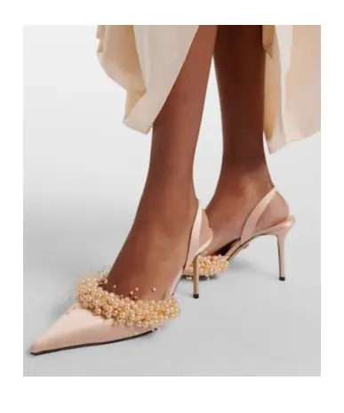 MACHMACH Floating Pearls 85 Satin Slingback Pumps