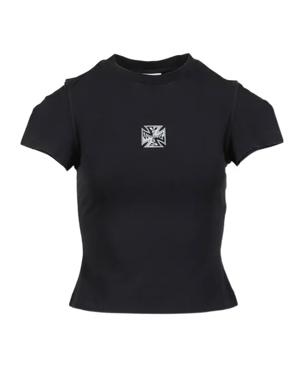 Vetements Biker Cross Logo Front Sleeve T-shirt - Black