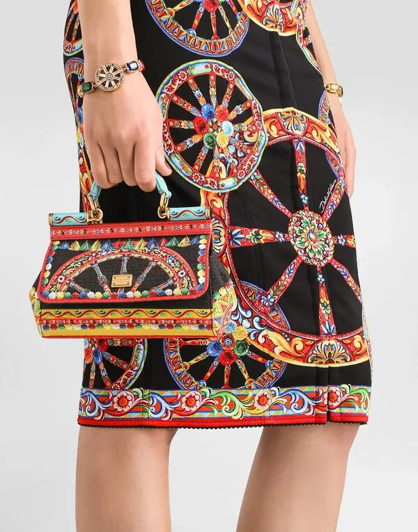 Dolce & Gabbana Dolce Gabbana Mini Carretto-printed Sicily Handbag
