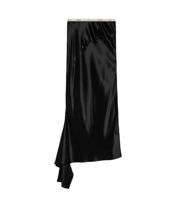 Celine Viscose Satin Skirt - Black