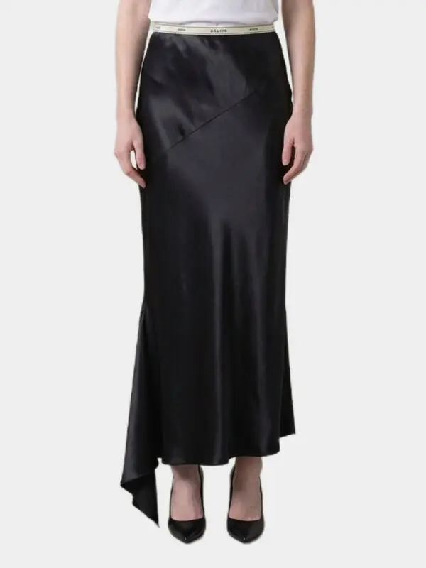 Celine Viscose Satin Skirt - Black