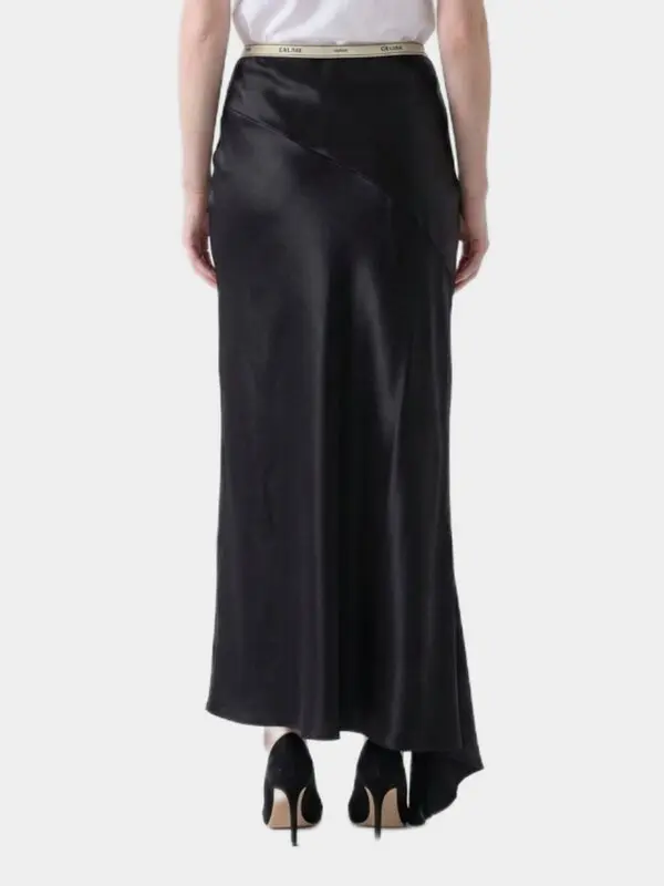 Celine Viscose Satin Skirt - Black