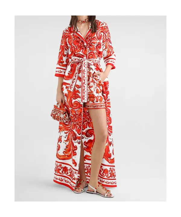 Dolce & Gabbana Dolce Gabbana Majolica Print Long Coat