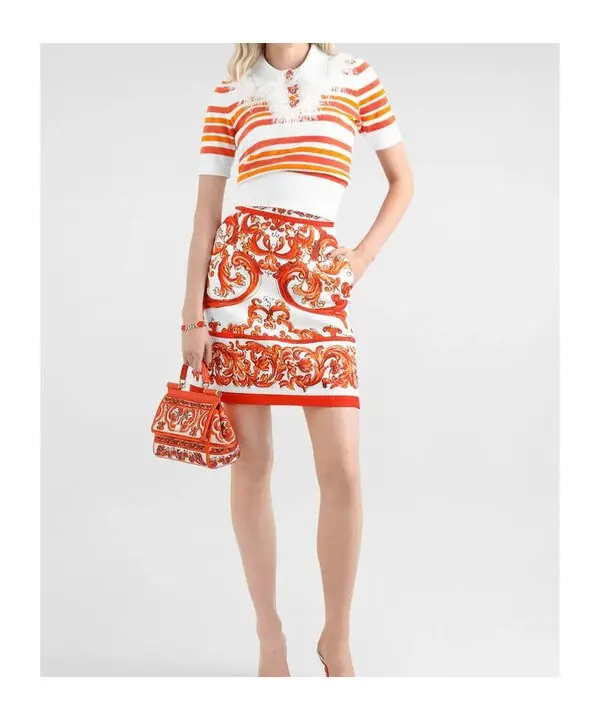 Dolce & Gabbana Miniskirt In Majolica-print Mat