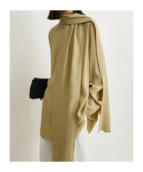 TOTEME Draped Scarf Blouse - Green