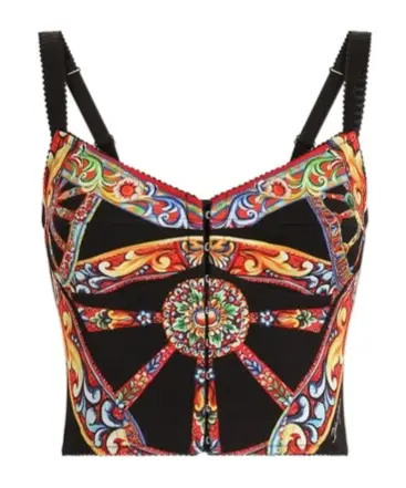 Dolce & Gabbana Carretto-print Charmeuse Top