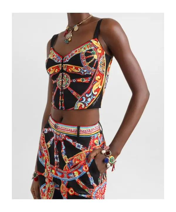 Dolce & Gabbana Carretto-print Charmeuse Top