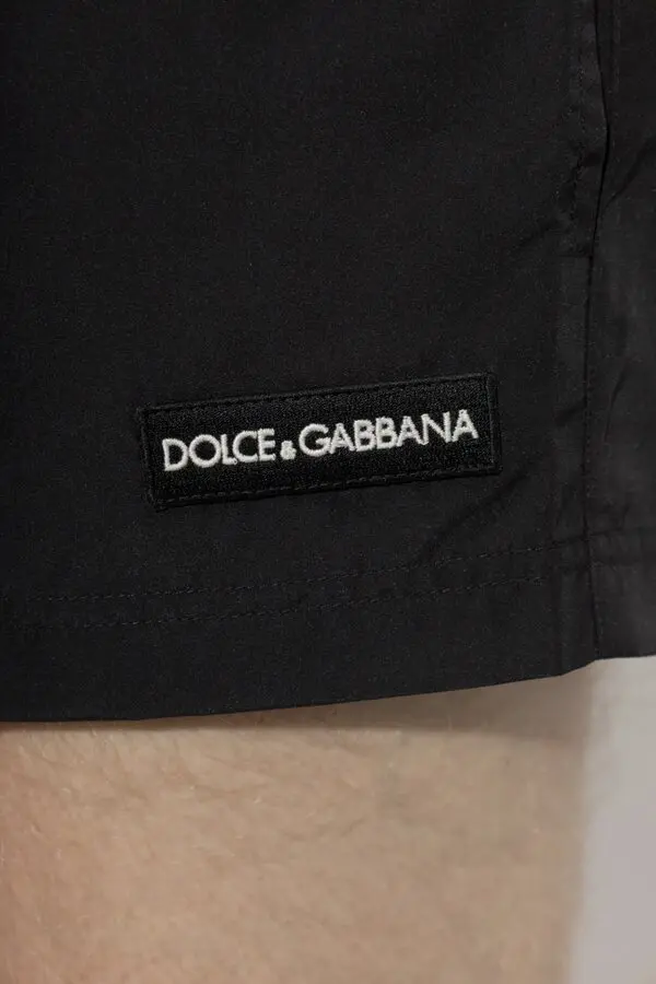 Dolce & Gabbana Dolce Gabbana Logo Patch Drawstring Swim Shorts