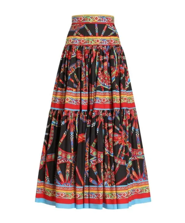 Dolce & Gabbana Carretto-print Poplin Long Skirt - Multicolor