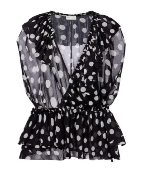 Dries Van Noten Polka-dot Ruffled Top