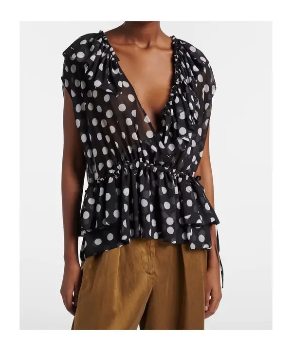 Dries Van Noten Polka-dot Ruffled Top