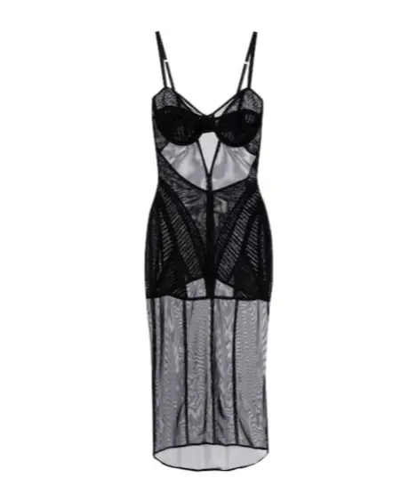 Dolce & Gabbana Ruched Sheer Tulle Midi Dress
