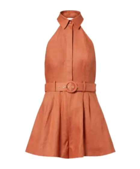 Zimmermann Awaken Belted Linen Romper