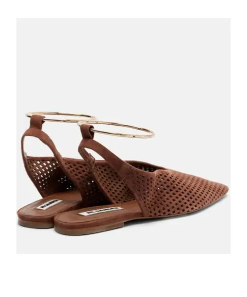 JIL SANDER Perforated Suede Slingback Flats