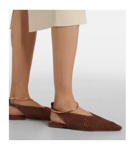 JIL SANDER Perforated Suede Slingback Flats