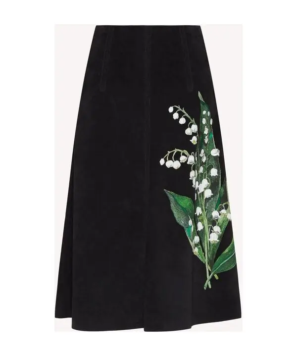 Red Valentino A-line May Lily Embroidered Skirt - Black