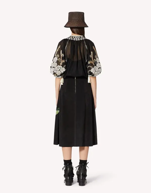 Red Valentino A-line May Lily Embroidered Skirt