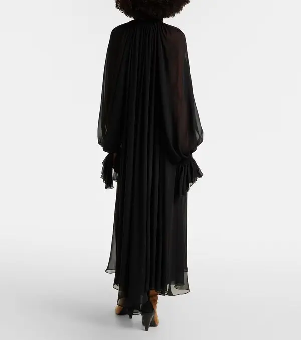 Khaite Edgar Semi-sheer Silk Tulle Midi Dress