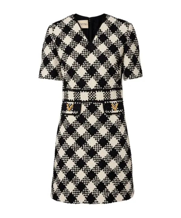Valentino Garavani Vgold Checked Tweed Minidress