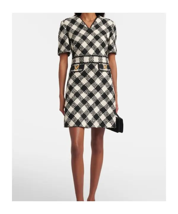 Valentino Garavani Vgold Checked Tweed Minidress
