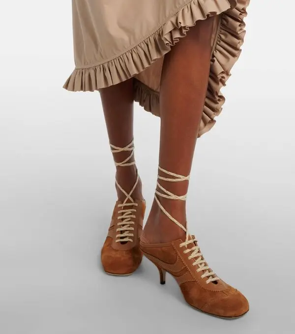 Dries Van Noten 65 Leather-trimmed Suede Mules