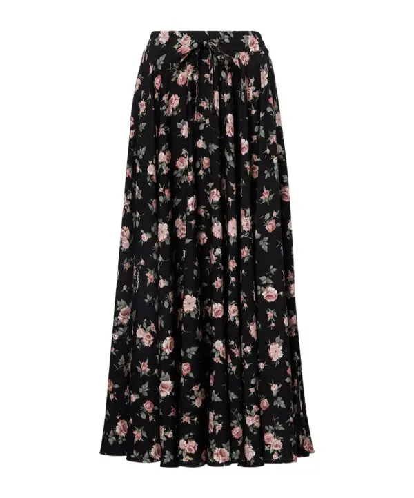 Dolce & Gabbana Floral Silk-blend Charmeuse Maxi Skirt - Black