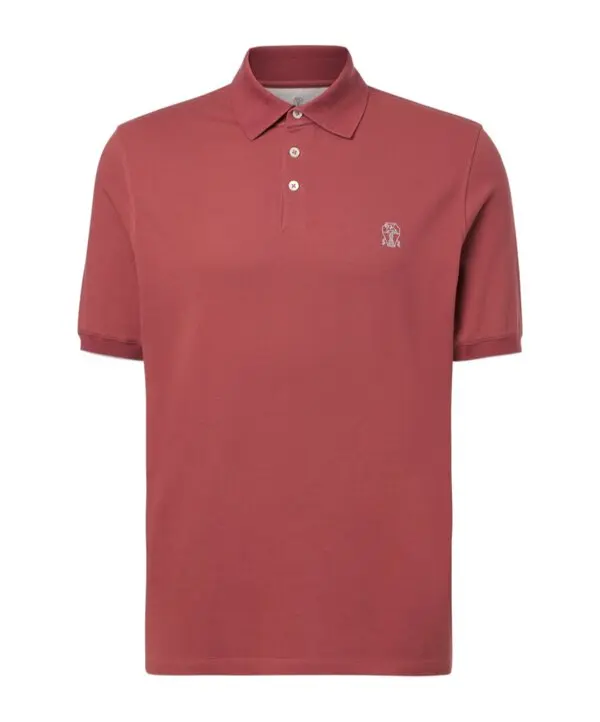 Brunello Cucinelli Logo Cotton Piqué Polo Shirt