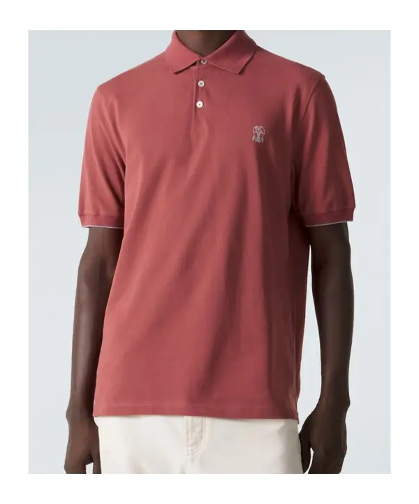 Brunello Cucinelli Logo Cotton Piqué Polo Shirt