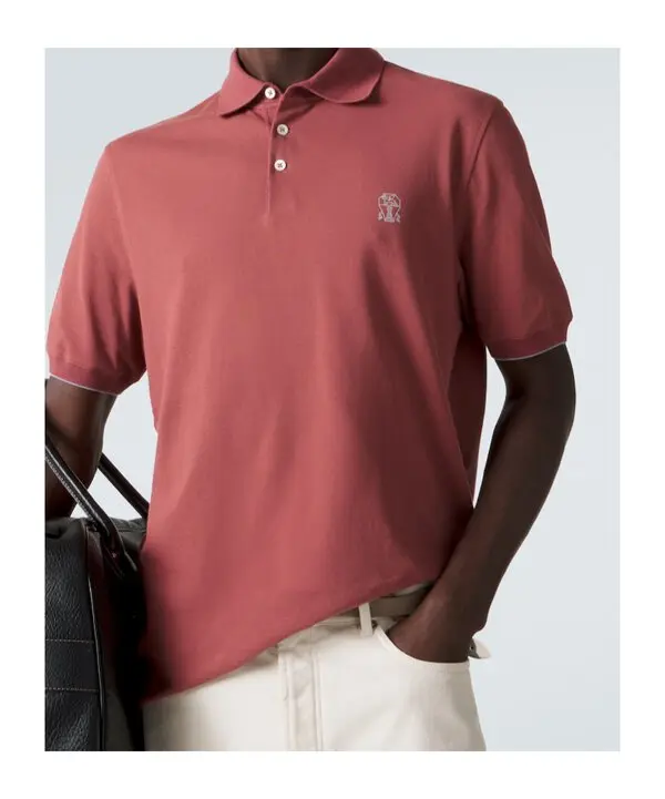 Brunello Cucinelli Logo Cotton Piqué Polo Shirt