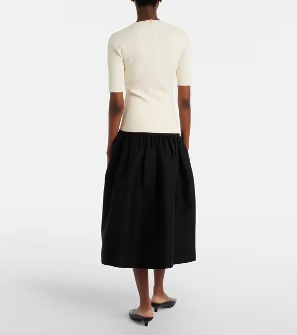 TOTEME Wool And Silk-trimmed Midi Dress