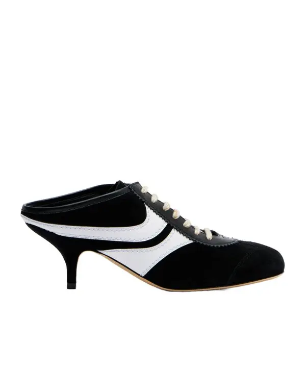 Dries Van Noten 65 Leather-trimmed Suede Mules