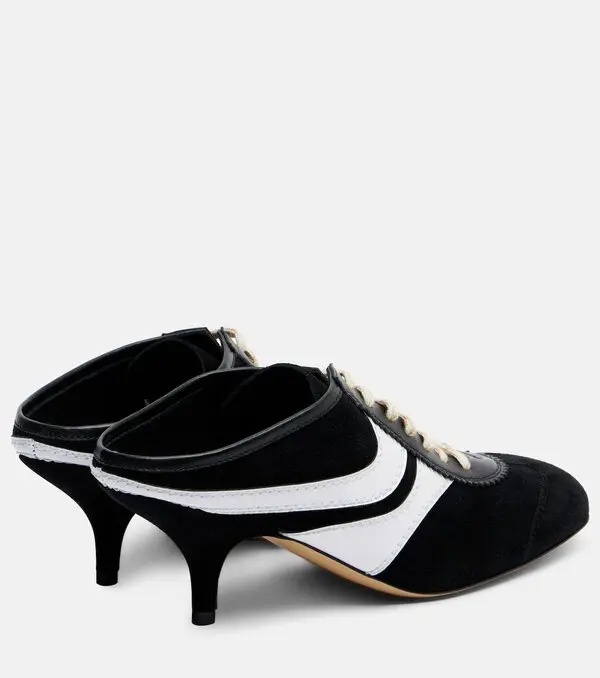 Dries Van Noten 65 Leather-trimmed Suede Mules